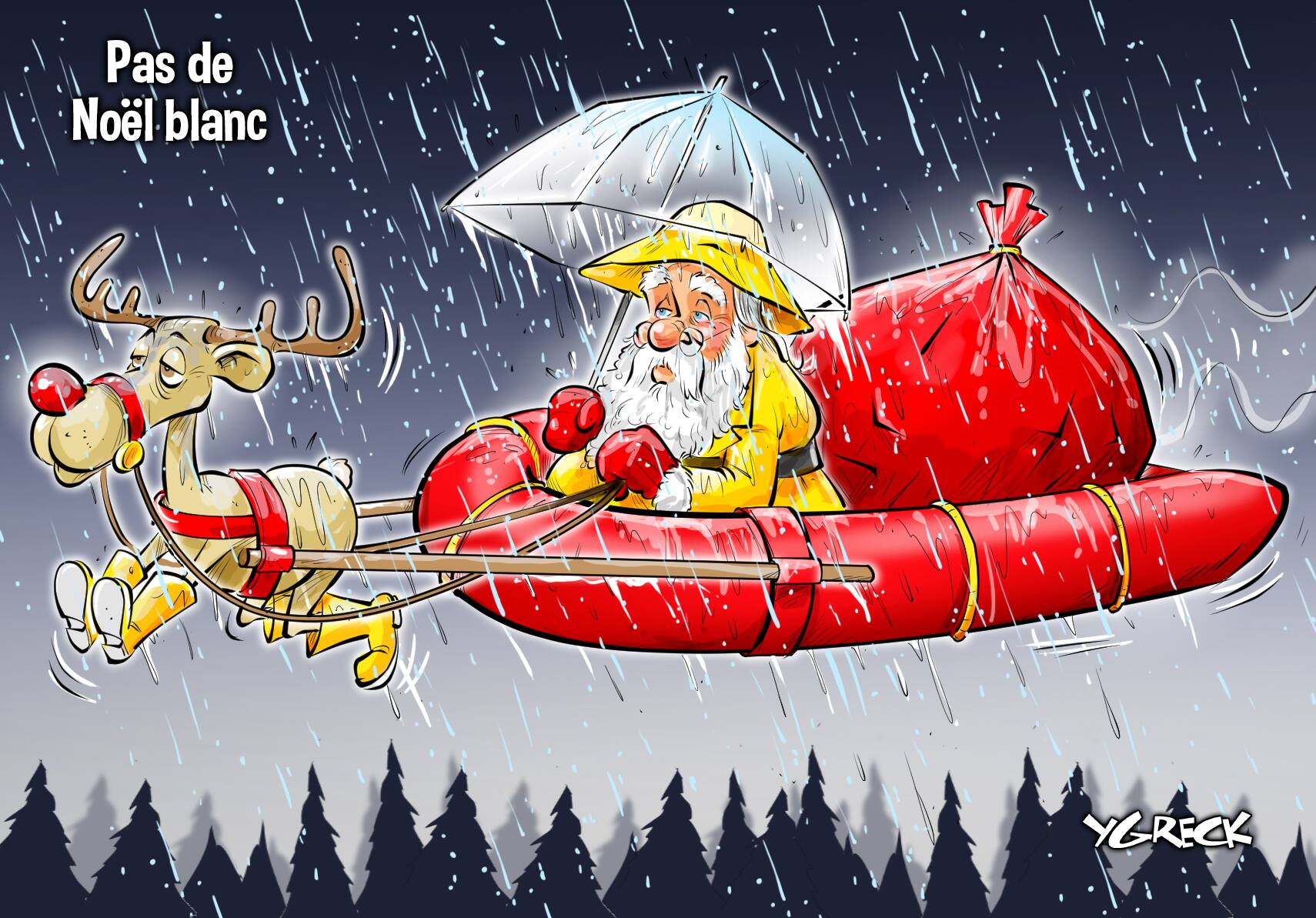 La caricature de Ygreck en vidéo: la météo déprime aussi le père Noël | JDQ