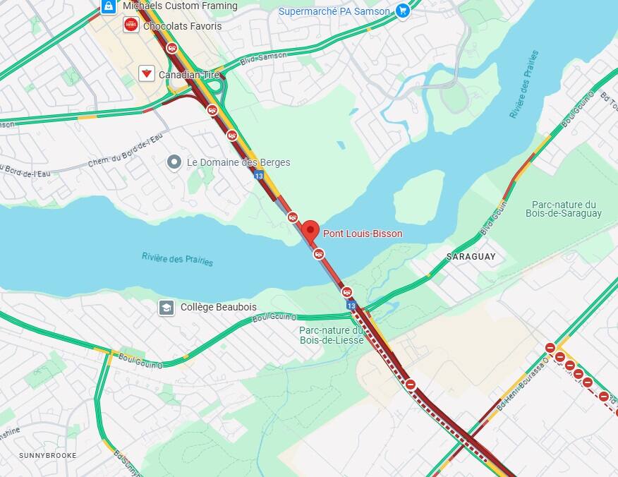 Le pont Louis-Bisson fermé en direction sud en raison de multiples ...