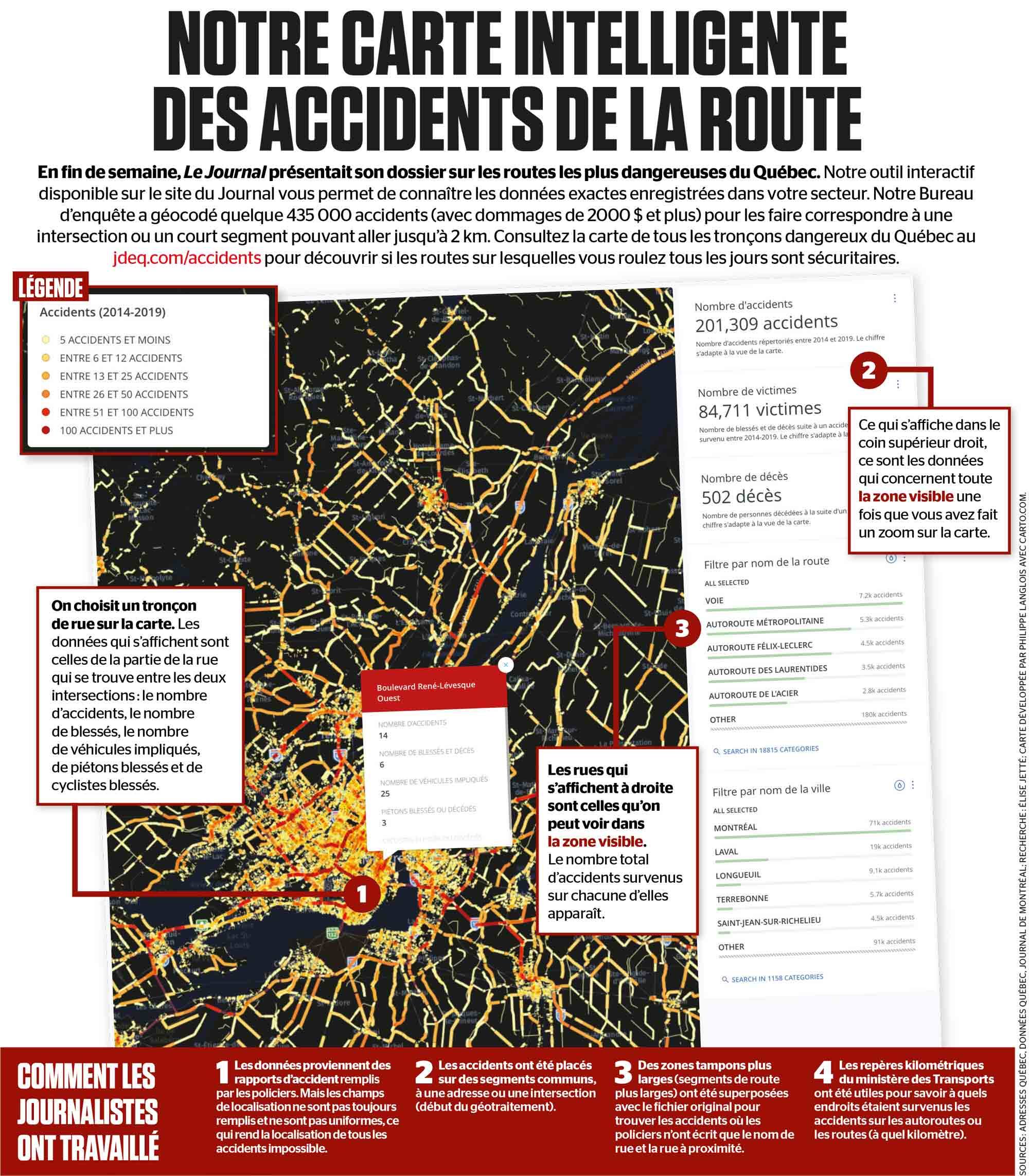 Notre carte intelligente des accidents de la route | JDQ