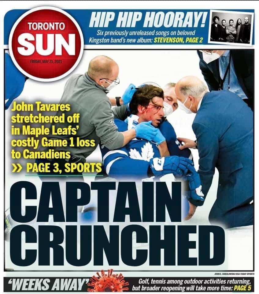 Incident John Tavares: la «Une» du Toronto Sun fortement critiquée | JDM