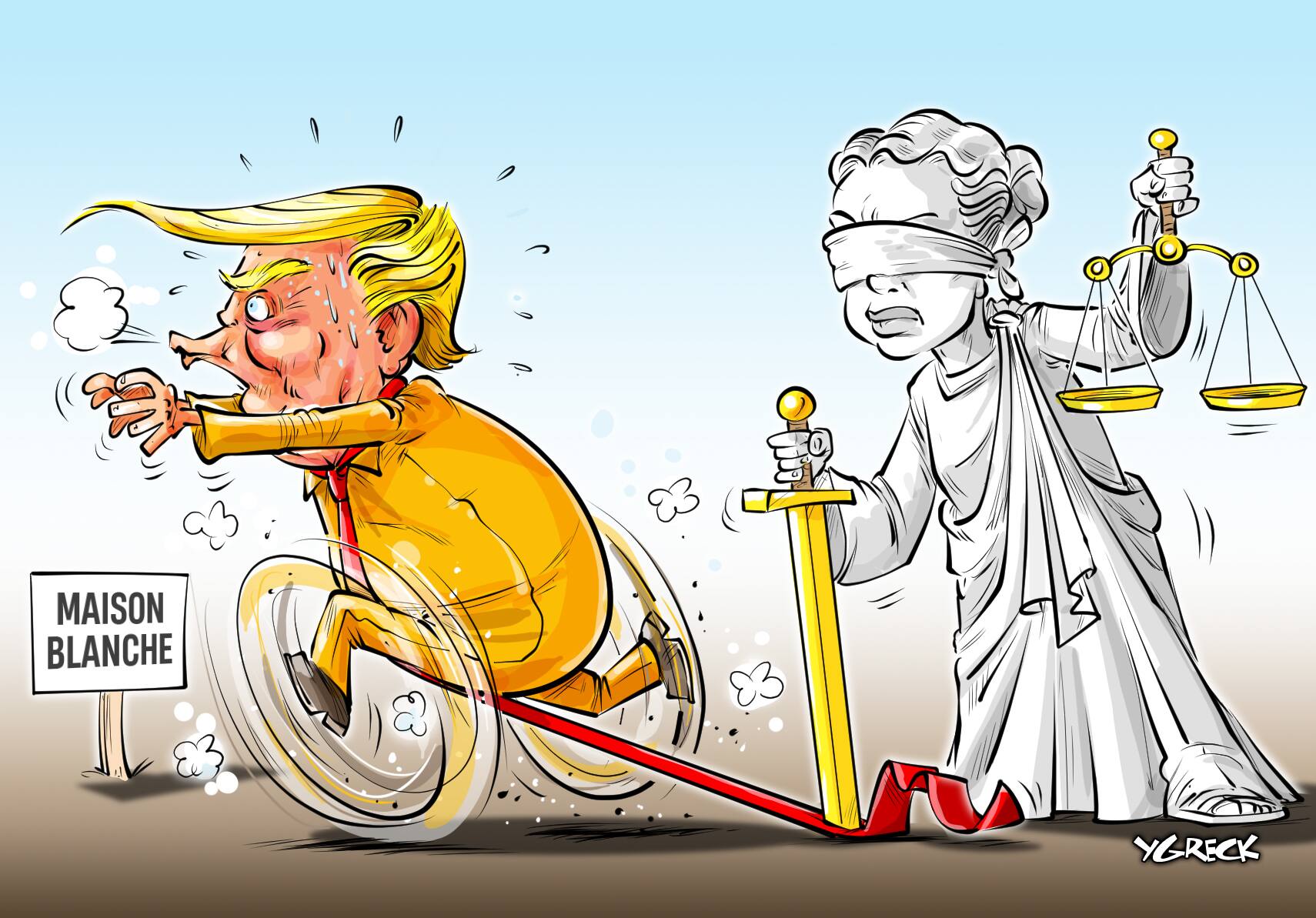 La caricature d'Ygreck en vidéo: Donald Trump et la justice | JDQ