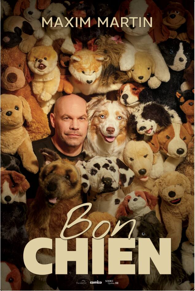 Maxim Martin pose avec son chien sur l’affiche de son nouveau spectacle ...