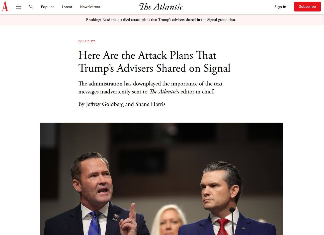 «The Atlantic» publie le plan d'attaque militaire américain divulgué ...