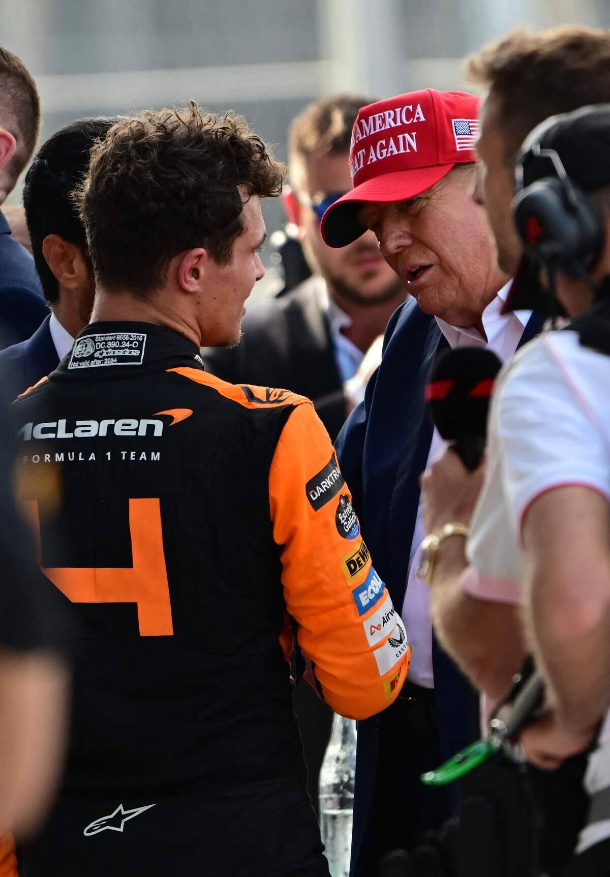 Donald Trump se dit le porte-bonheur de Lando Norris à Miami | JDM