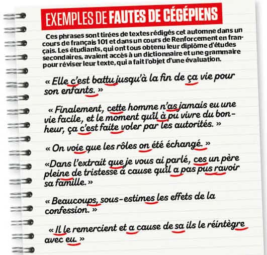 Déclin du français: voyez des exemples de fautes de cégépiens | JDQ