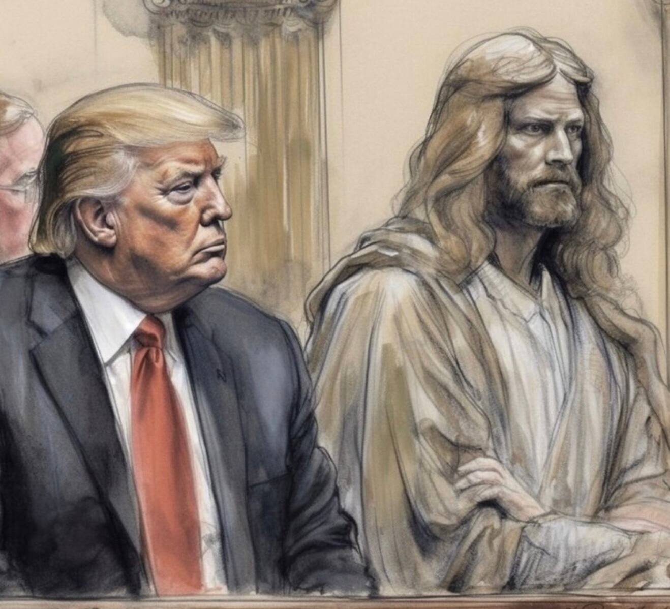 Donald Trump partage un croquis de lui-même et Jésus sur le banc des ...