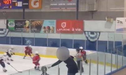 EN VIDÉO | Une spectatrice escalade la bande de la patinoire pour taper ...