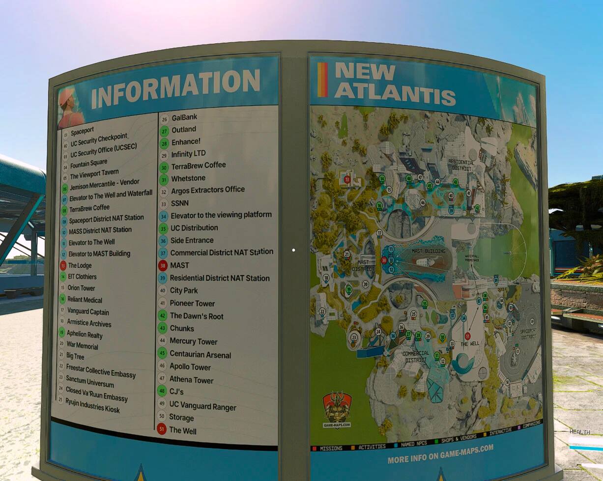 Starfield: enfin une carte de New Atlantis | Pèse sur start