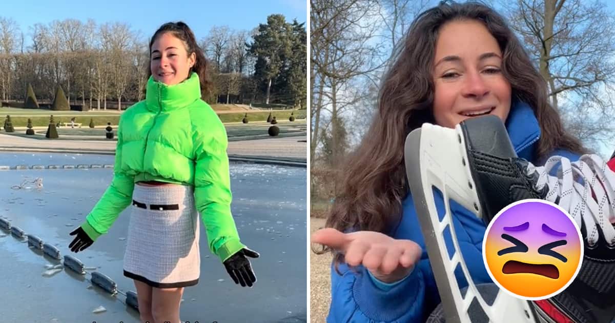 Une influenceuse française veut patiner dans une fontaine glacée et les ...