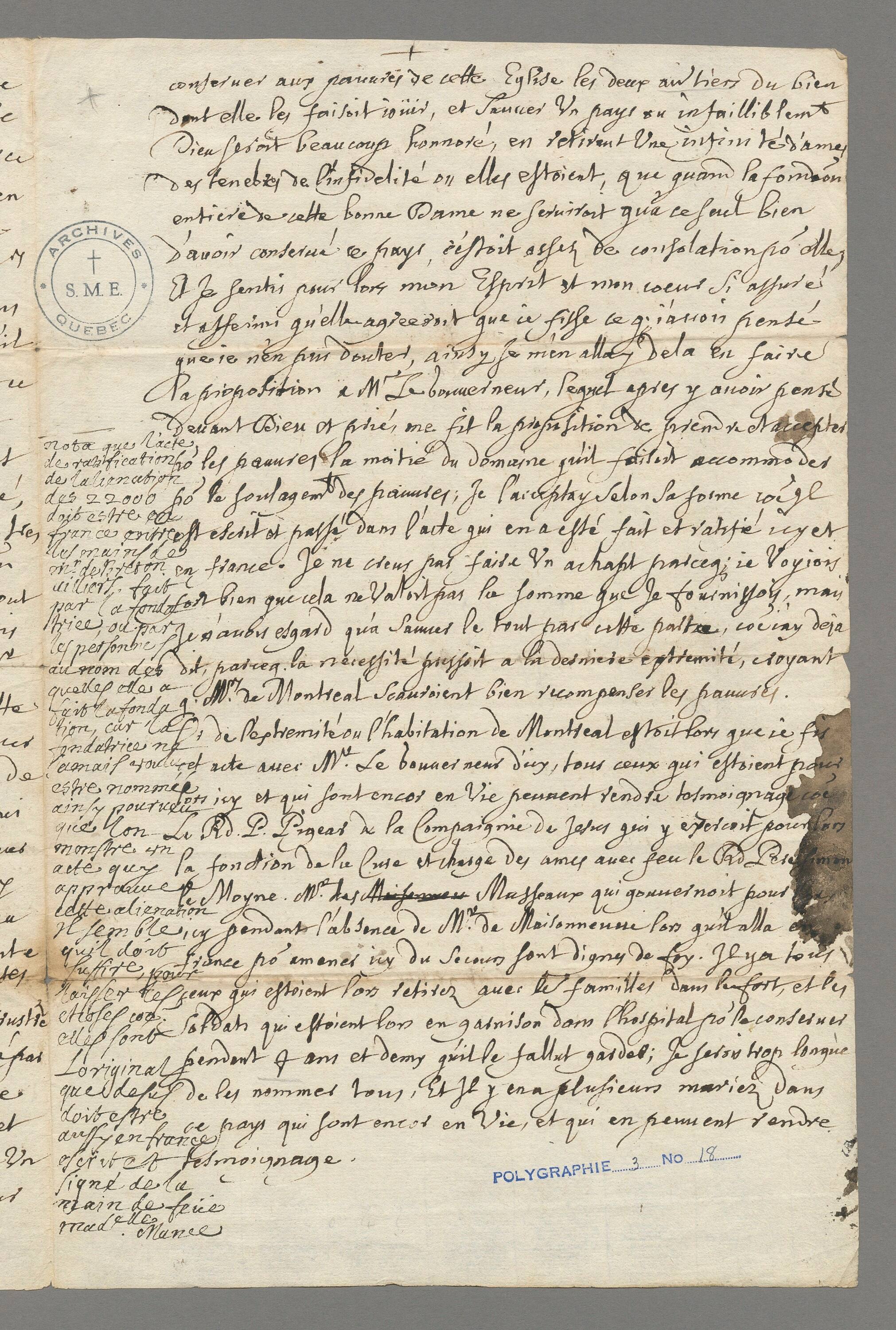 La découverte de nouvelles archives révèle que Jeanne Mance a donné l ...