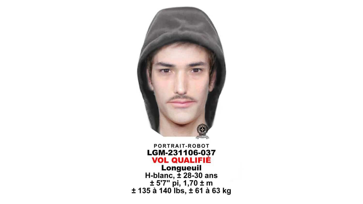 Portrait-robot: le suspect d’un vol qualifié avec arme blanche ...