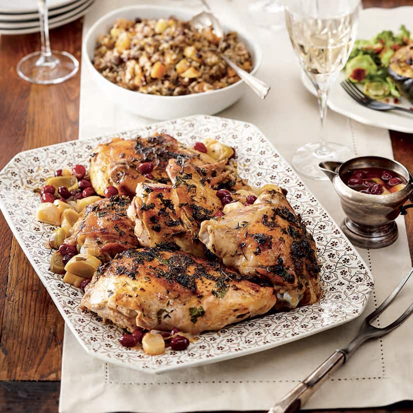 Poulet rôti à l’orange, aux canneberges et aux poireaux | Coup de pouce