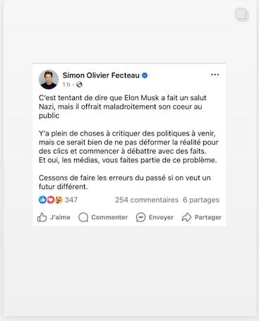 Simon-Olivier Fecteau sème la controverse avec une publication Facebook qui défend le geste d ...