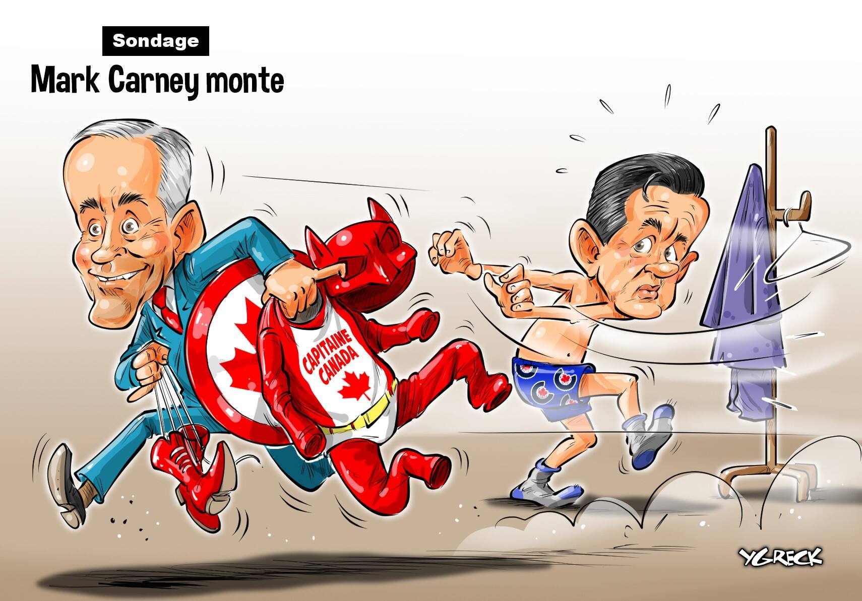 La caricature d’Ygreck en vidéo: Mark Carney monte dans les sondages | JDM