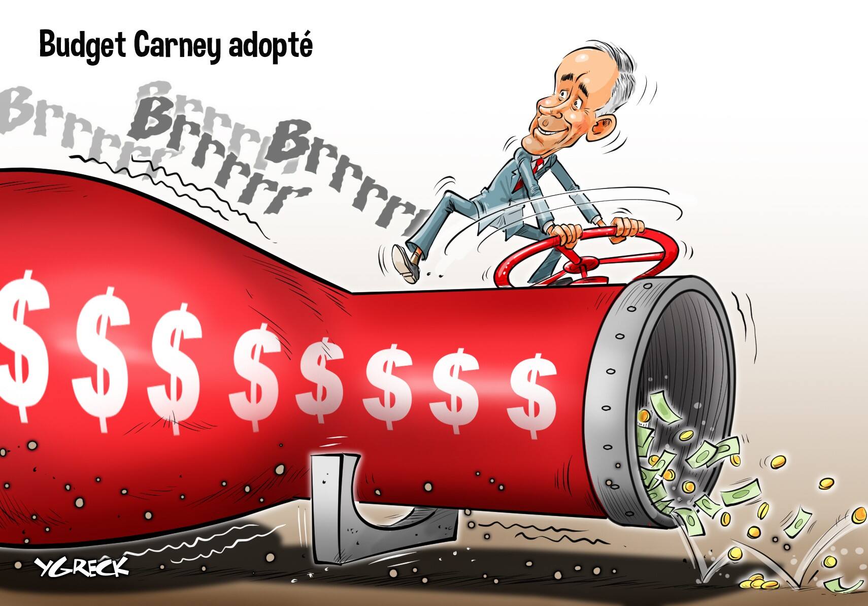 La caricature d'Ygreck en vidéo: le budget Carney adopté | JDM