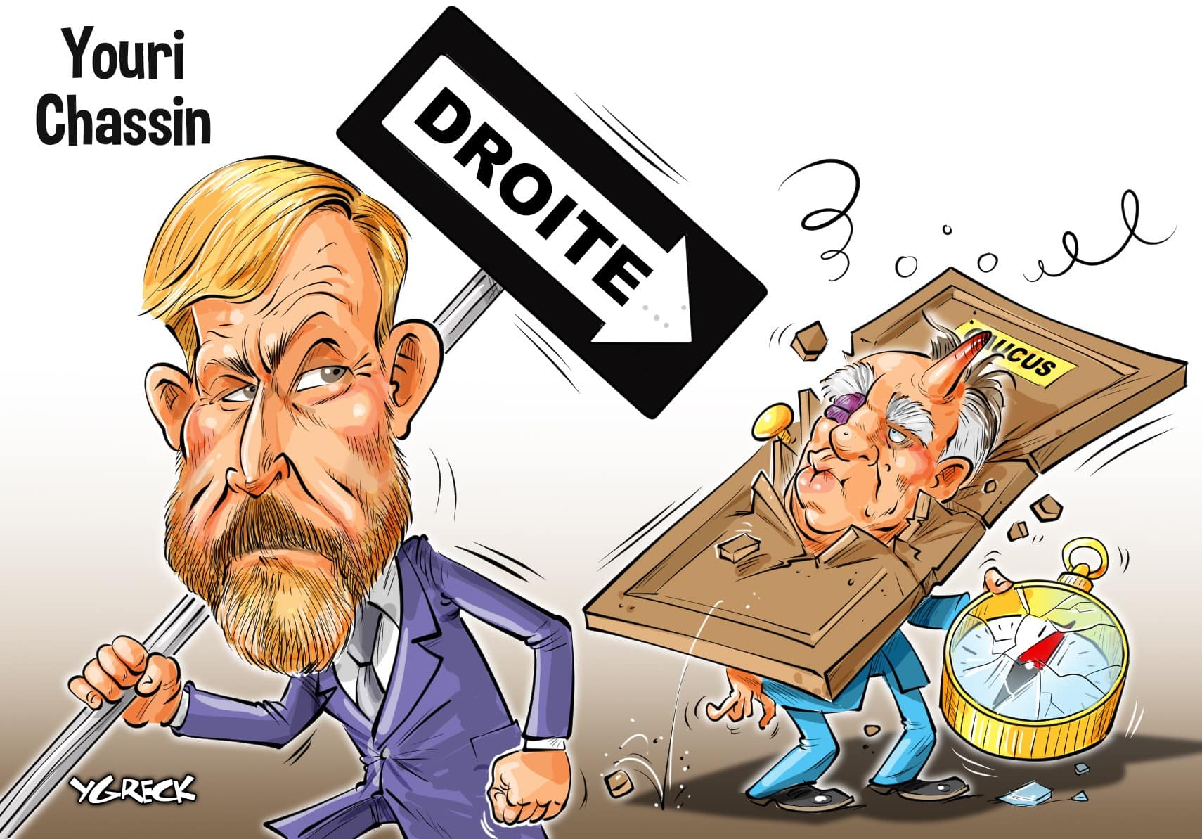 La caricature d'Ygreck en vidéo: Youri Chassin claque la porte | JDQ