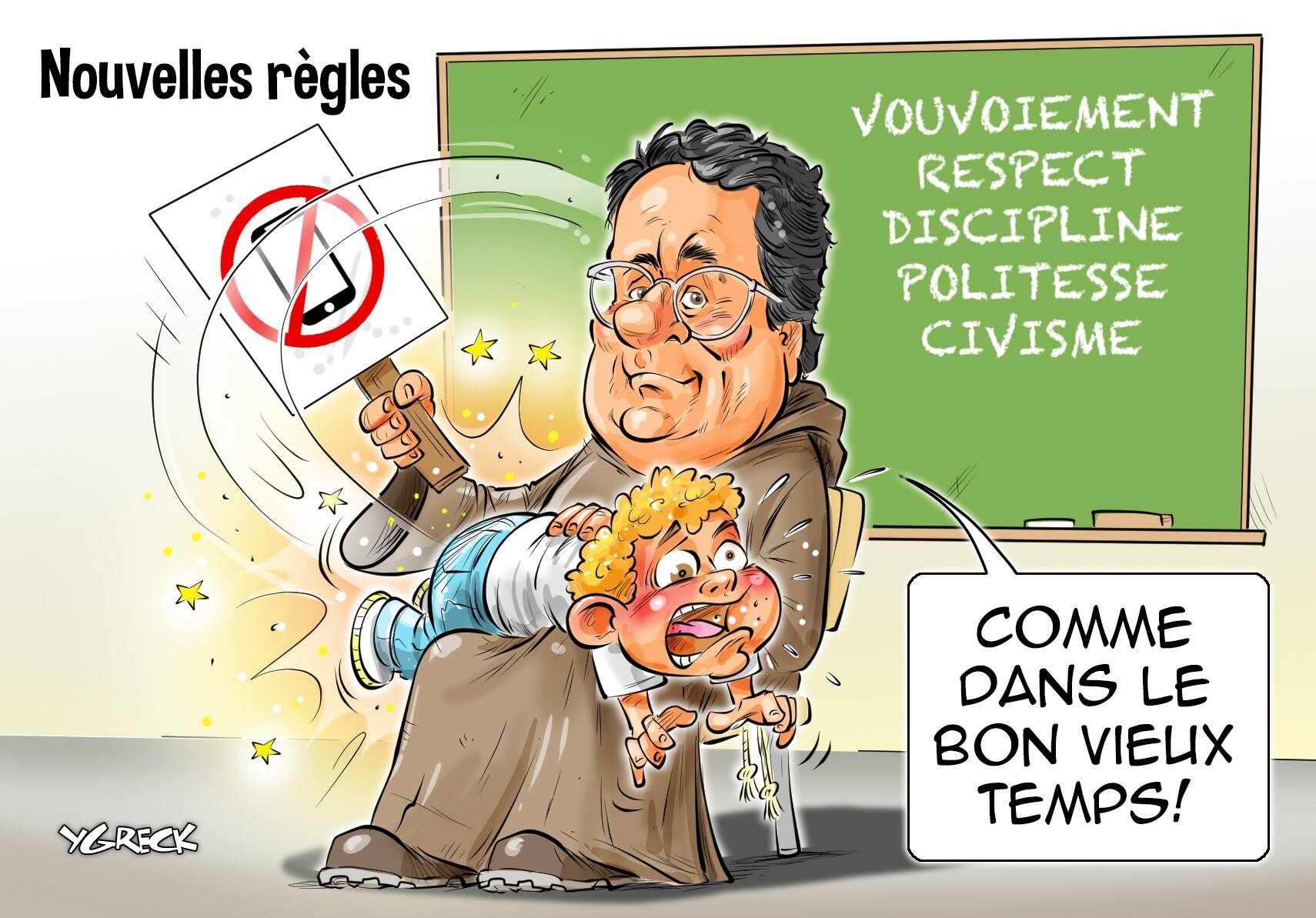 La caricature d’Ygreck en vidéo: nouvelles règles dans les écoles | JDQ