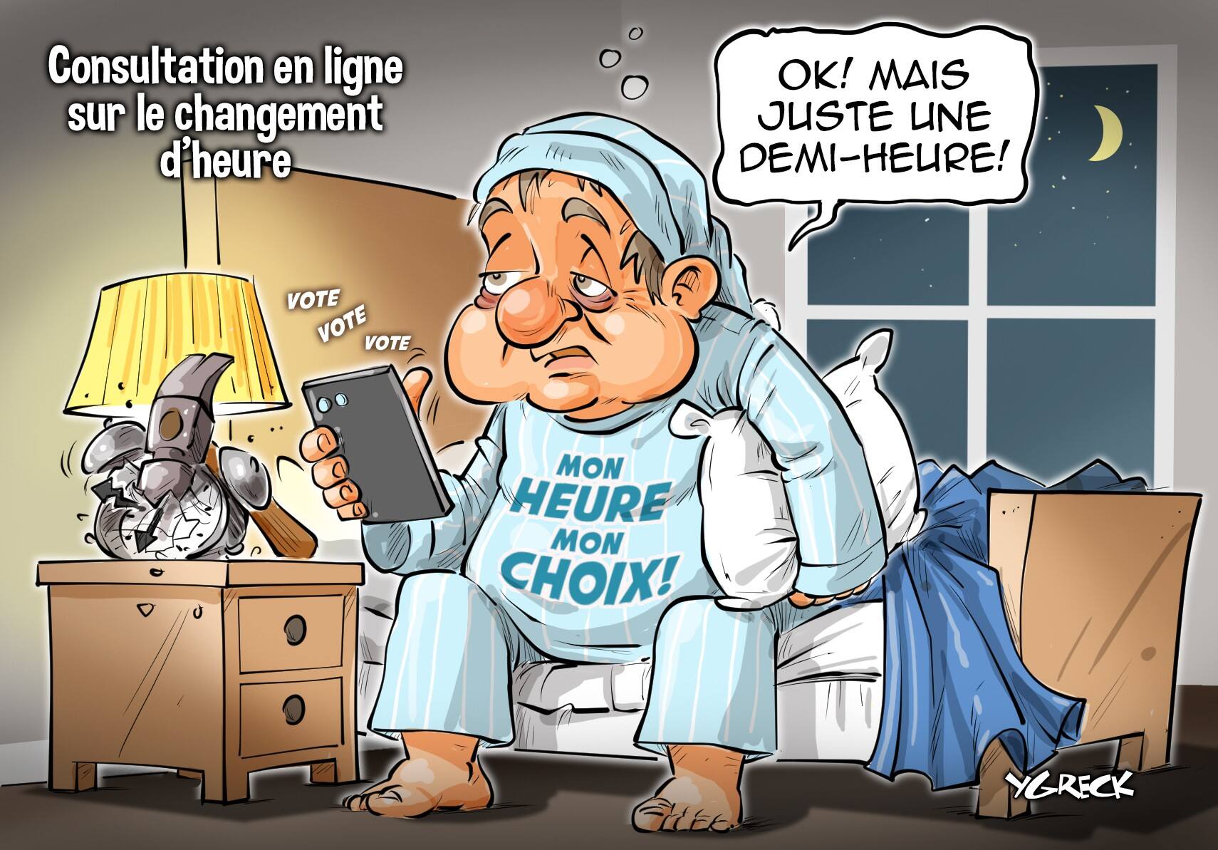 La caricature d’Ygreck en vidéo: consultation sur le changement d'heure ...