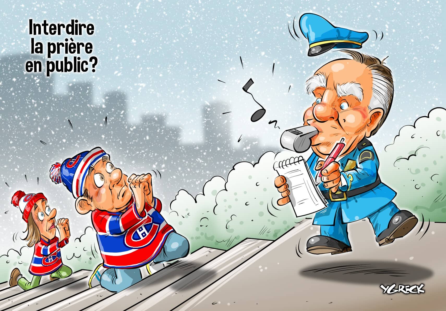 La caricature d’Ygreck en vidéo: Legault veut interdire la prière en ...