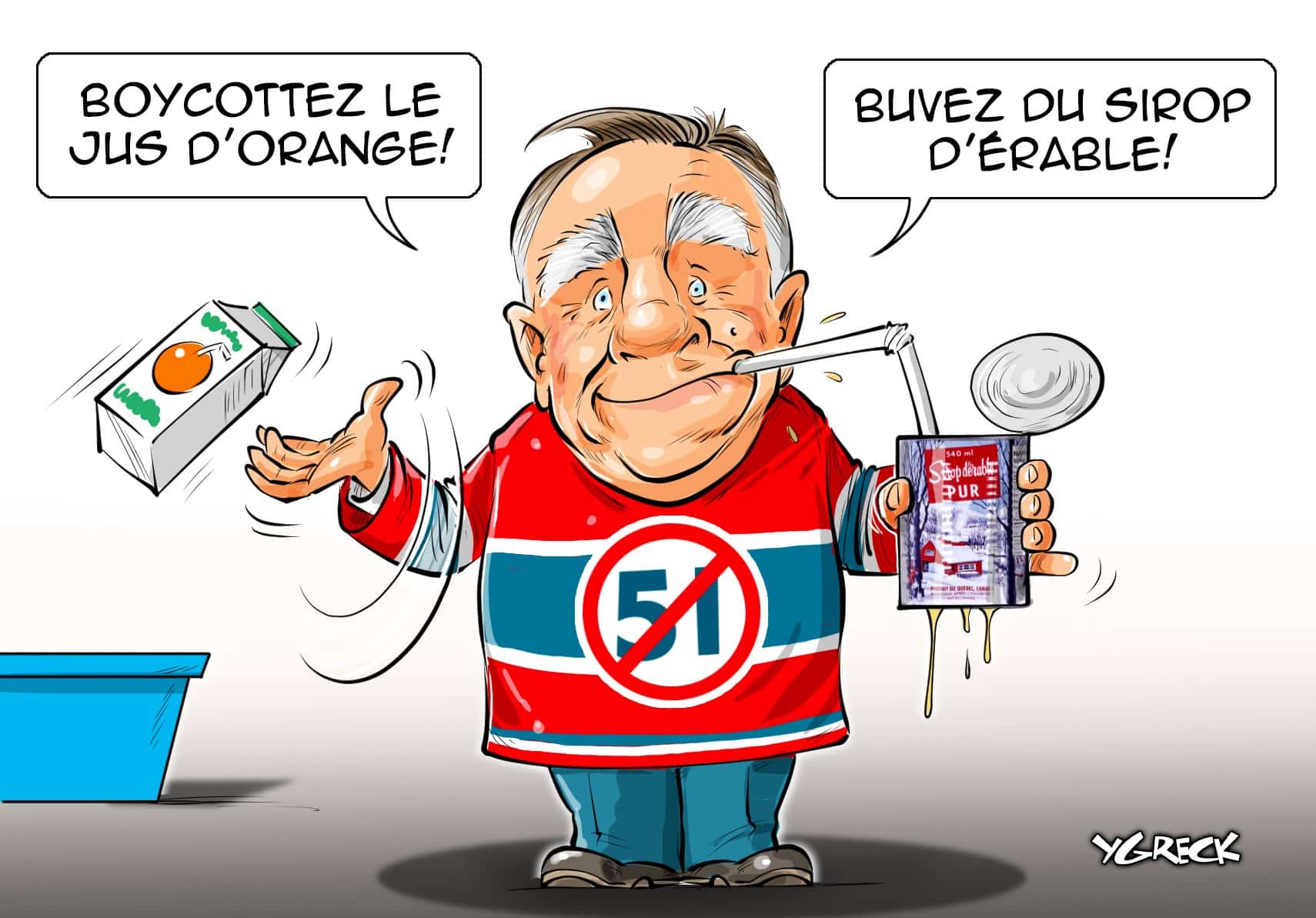 La caricature d’Ygreck en vidéo: achetez québécois! | JDQ