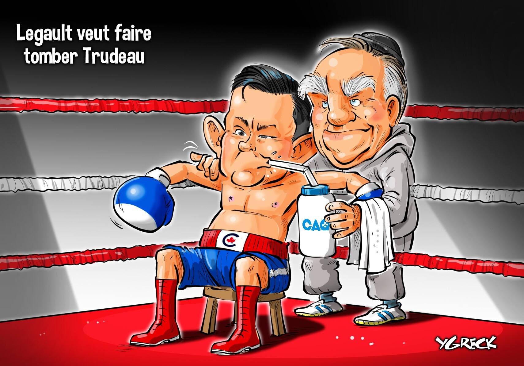 La caricature d'Ygreck en vidéo: Legault veut faire tomber Trudeau | JDQ