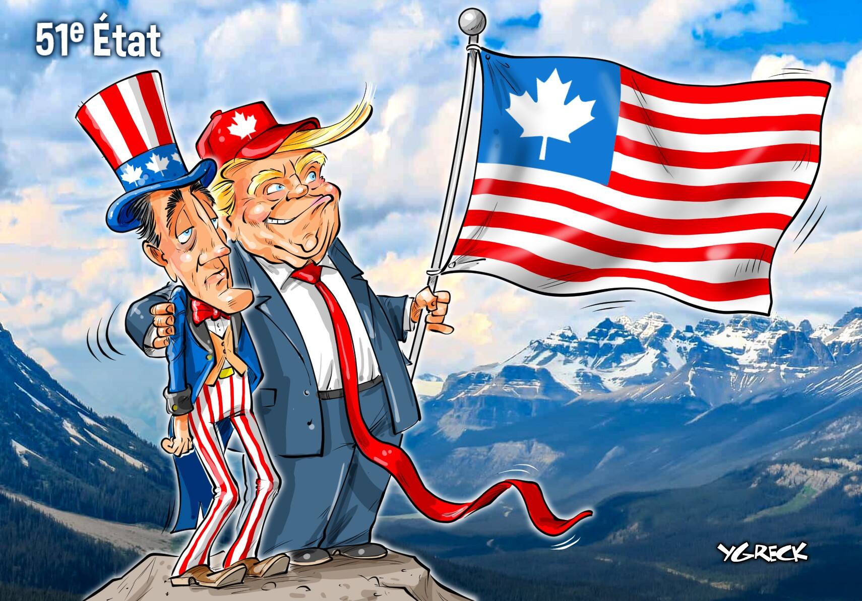 La caricature d’Ygreck en vidéo: Trump voit le Canada comme 51e État ...