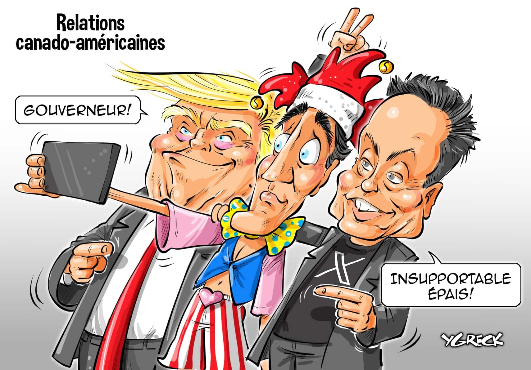 La caricature d’Ygreck en vidéo: Trump et Musk se moquent de Trudeau | JDM