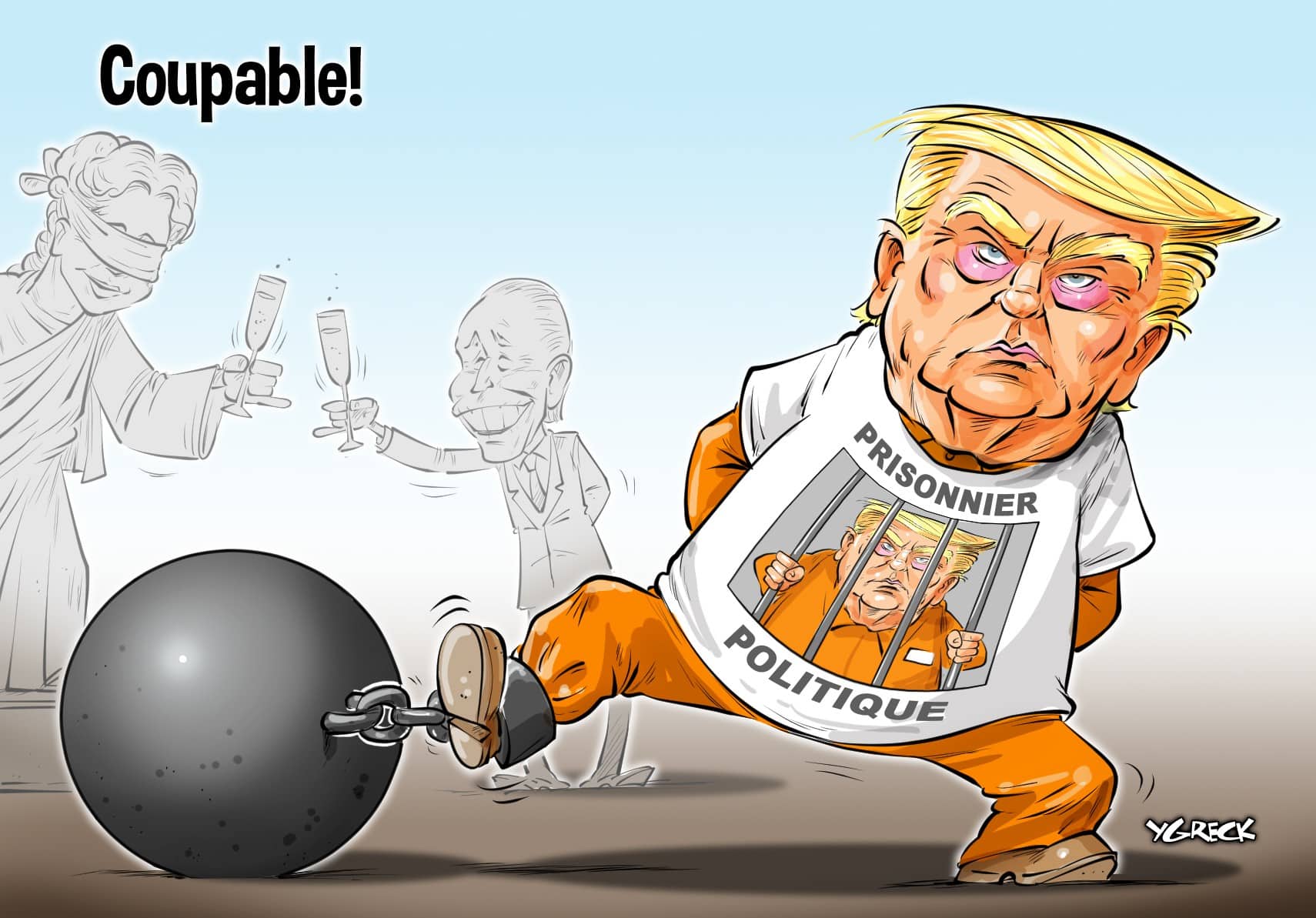 La caricature d'Ygreck en vidéo: Donald Trump coupable | JDQ