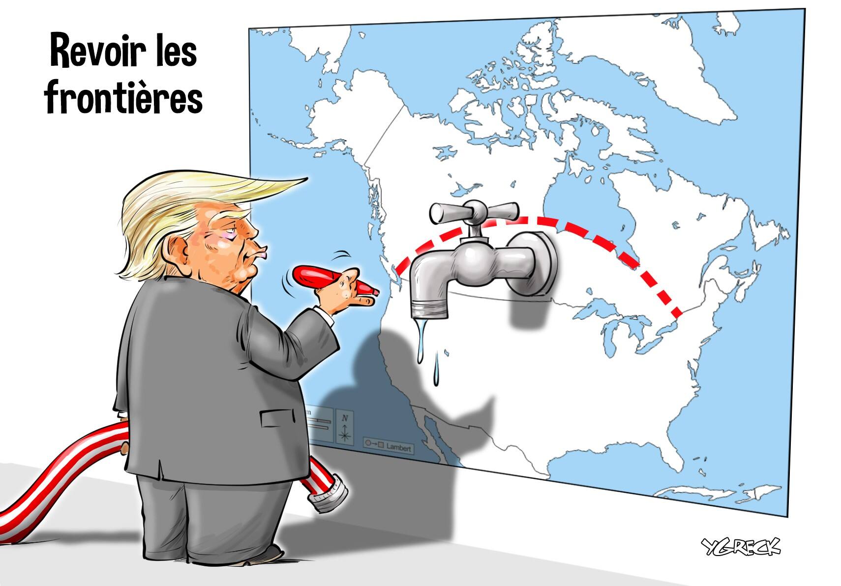La caricature d’Ygreck en vidéo: Trump veut revoir les frontières | JDQ