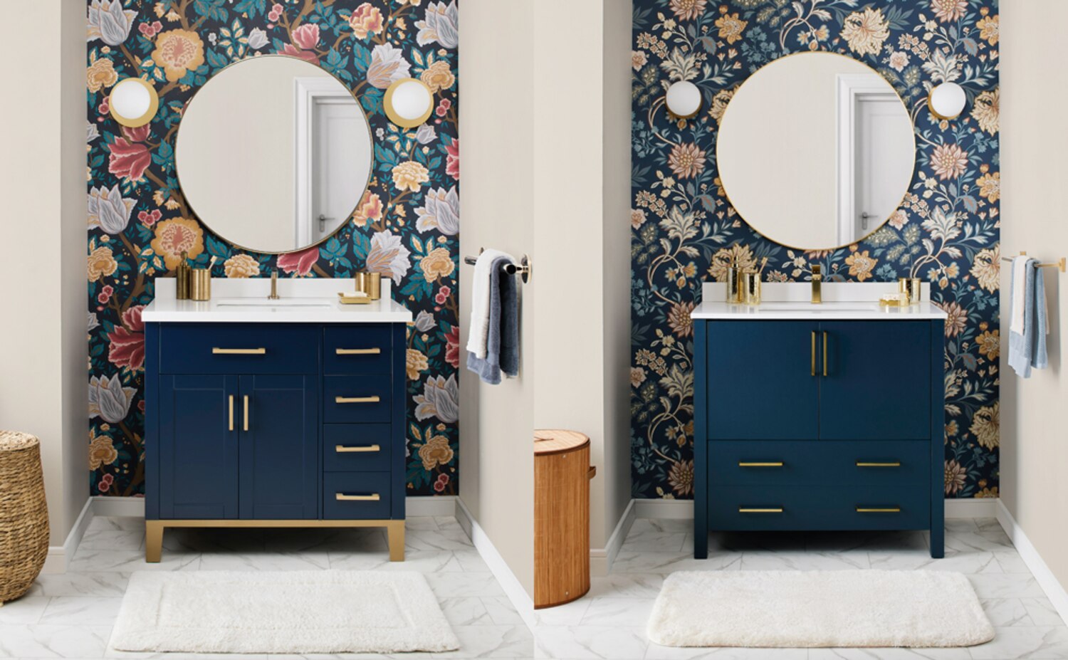 High or Low? Chic vanities with floral wallpaper | Style at Home