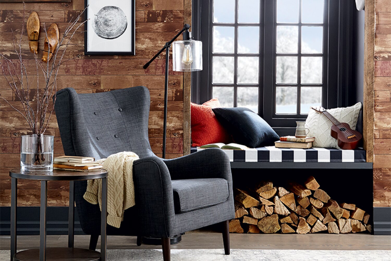 High/low: Cozy rustic reading nook | Style at Home