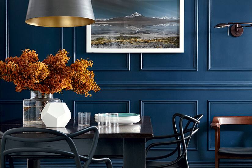 High/low: Dark dramatic dining room | Style at Home