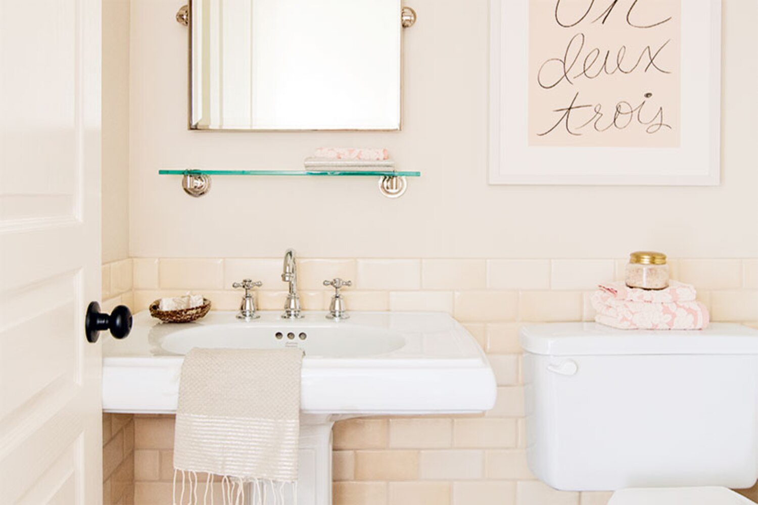 Bathroom decor: Pretty peach powder room | Style at Home